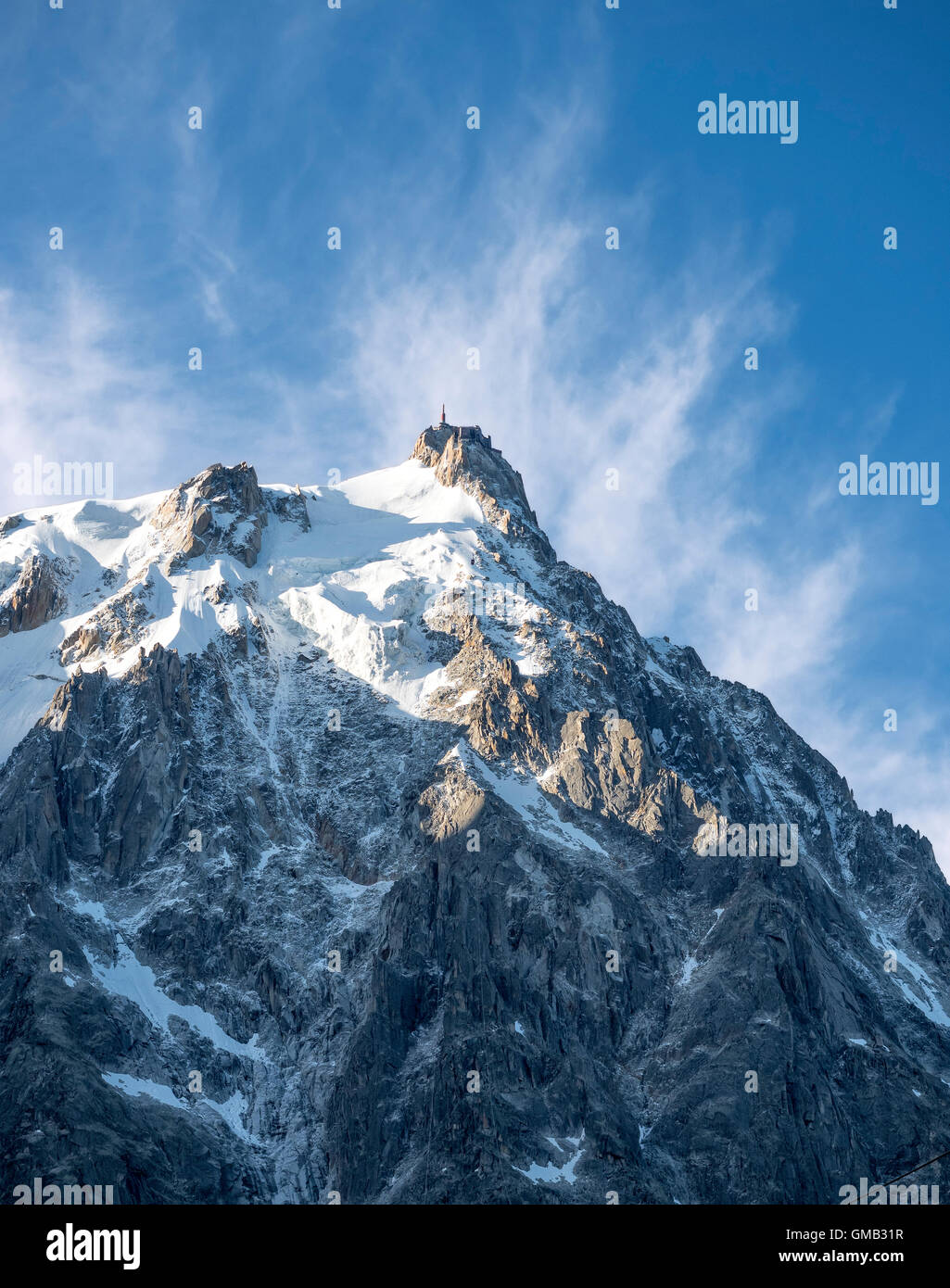 L'Aguille du Midi view from Chamonix Stock Photo - Alamy