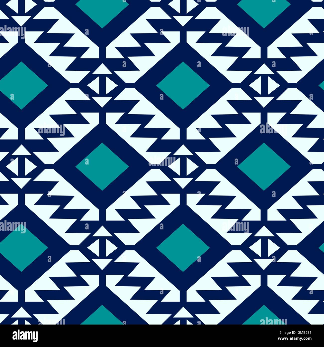 Tribal blue and turquoise geometric seamless pattern Stock Vector Image ...