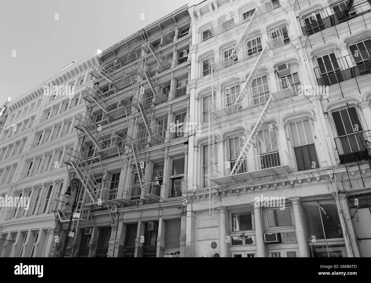 Fire escape on exterior of walk up apartment building in New York City ...
