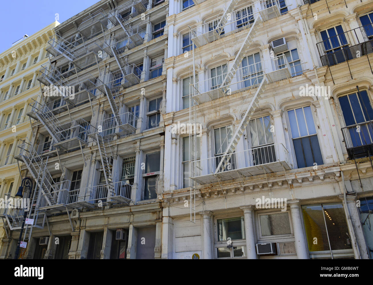 Fire escape on exterior of walk up apartment building in New York City ...