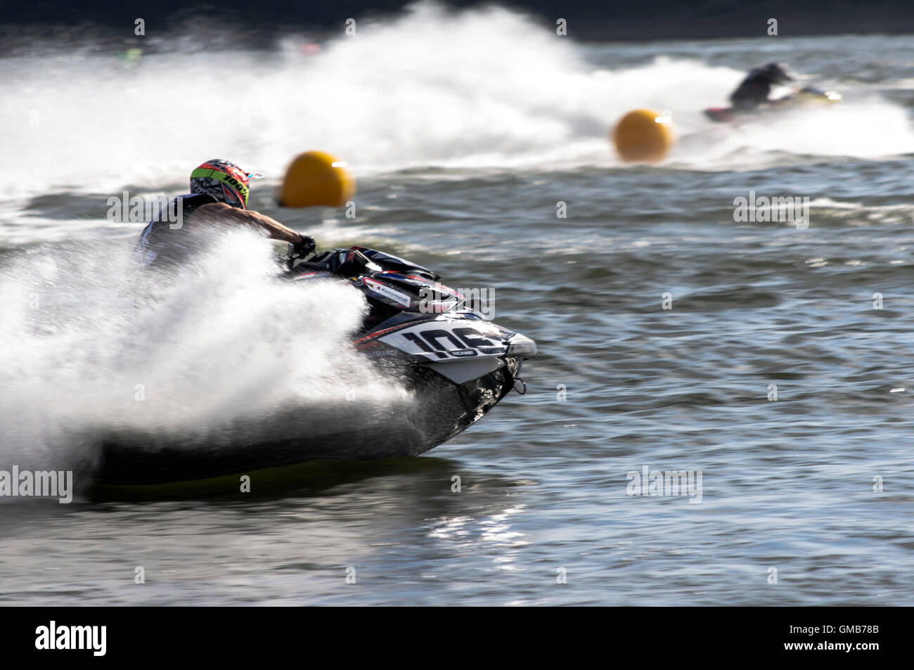 Jet ski championship Lakeside Doncaster speed and splashes Stock Photo ...
