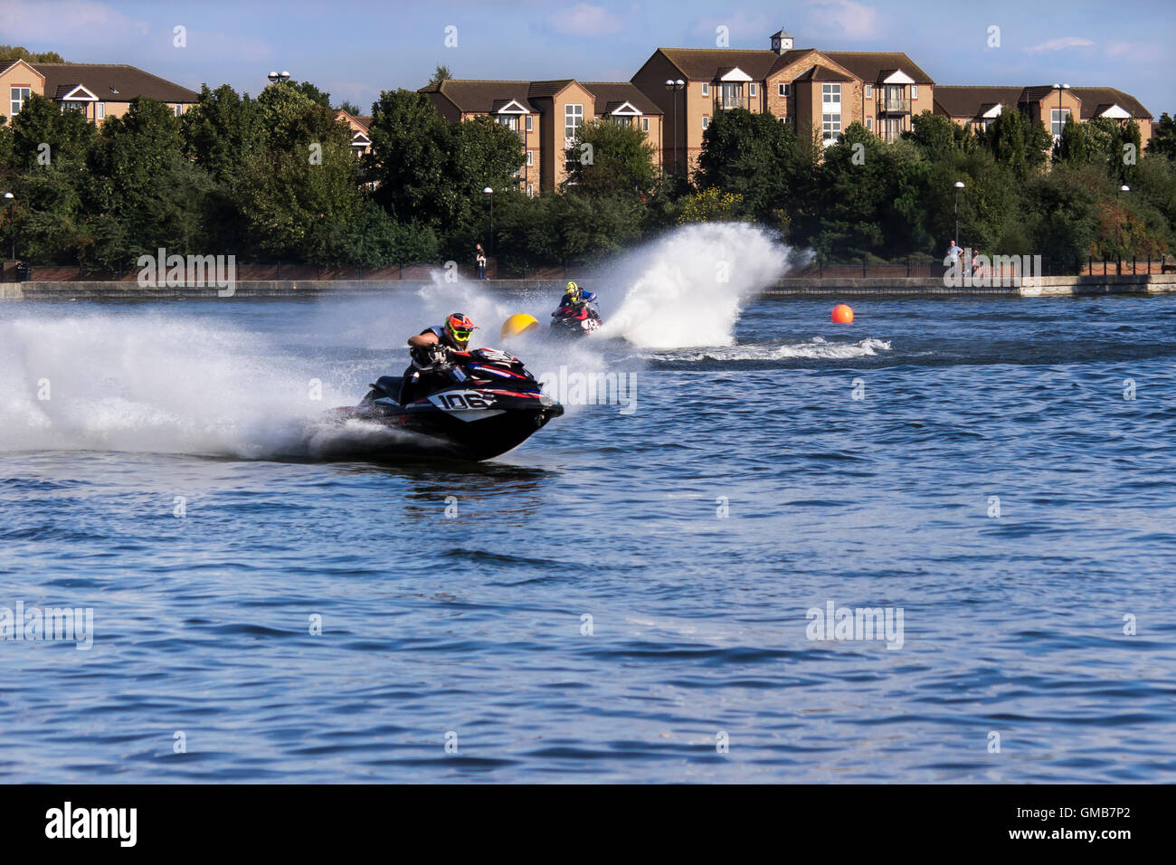 Jet ski championship Lakeside Doncaster speed and splashes Stock Photo ...