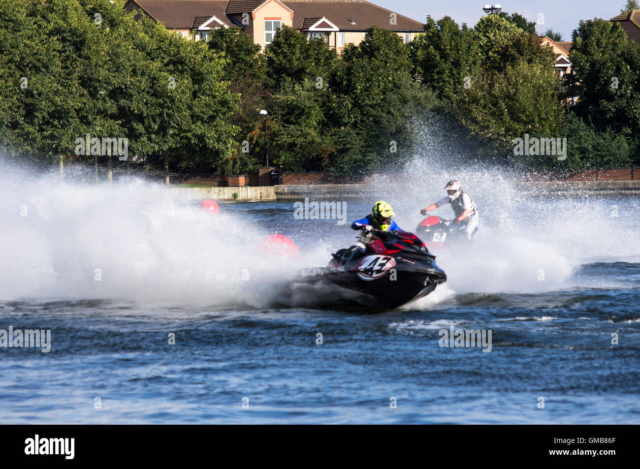 Jet ski championship Lakeside Doncaster speed and splashes Stock Photo ...