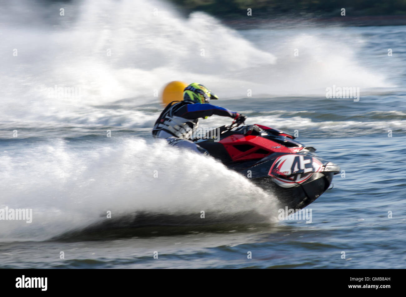 Jet ski championship Lakeside Doncaster speed and splashes Stock Photo ...