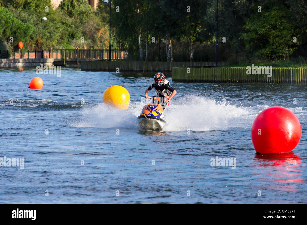 Jet ski championship Lakeside Doncaster speed and splashes Stock Photo ...