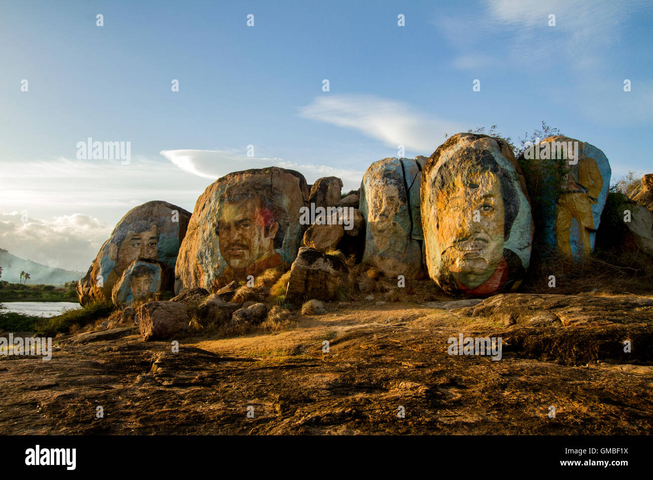 The rock art used for Tamil film industry India Stock Photo - Alamy