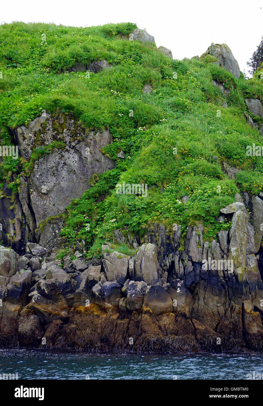 Rock formations in the middle of the ocean at the Kenai Fjords National ...
