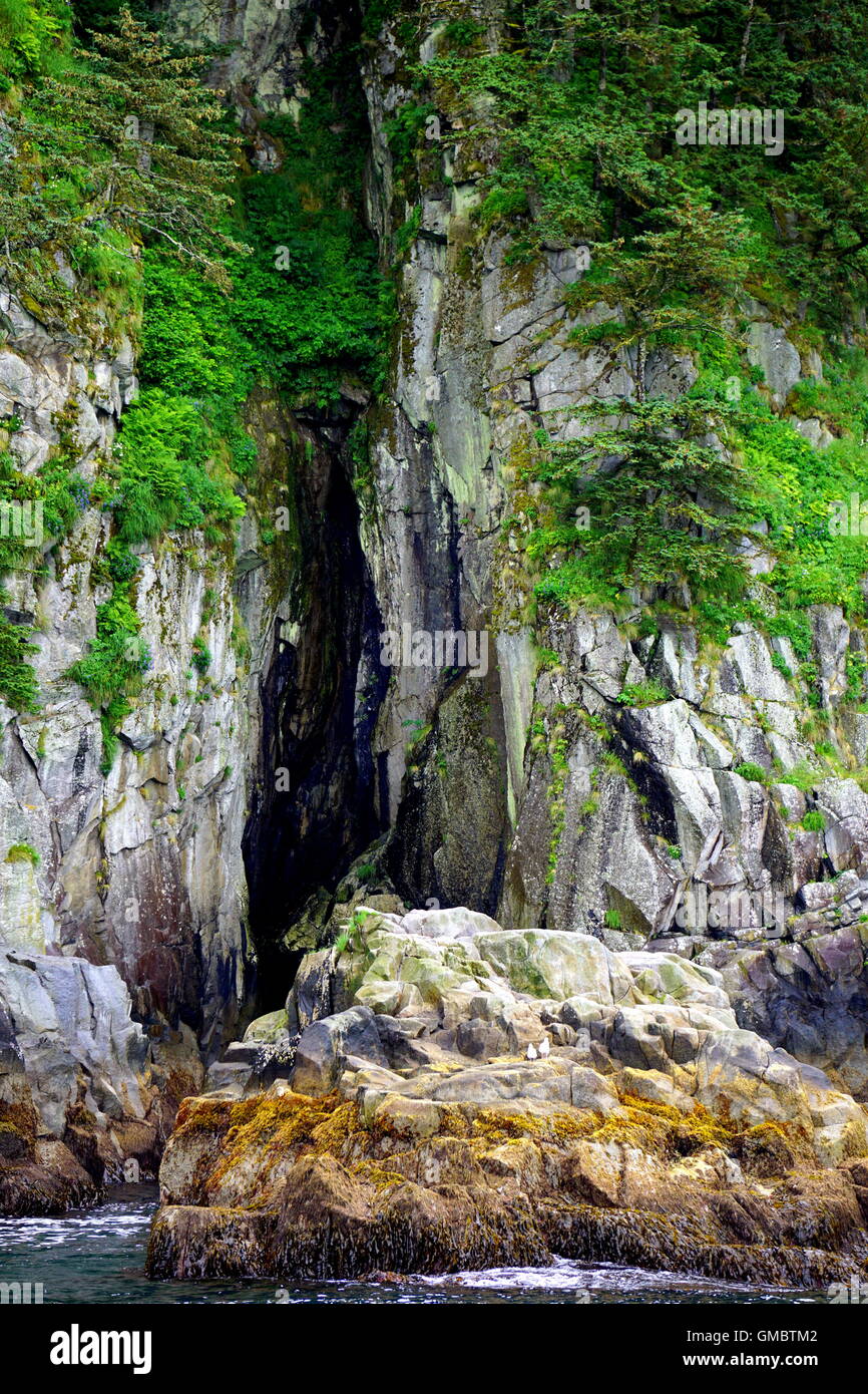 Rock formations in the middle of the ocean at the Kenai Fjords National ...