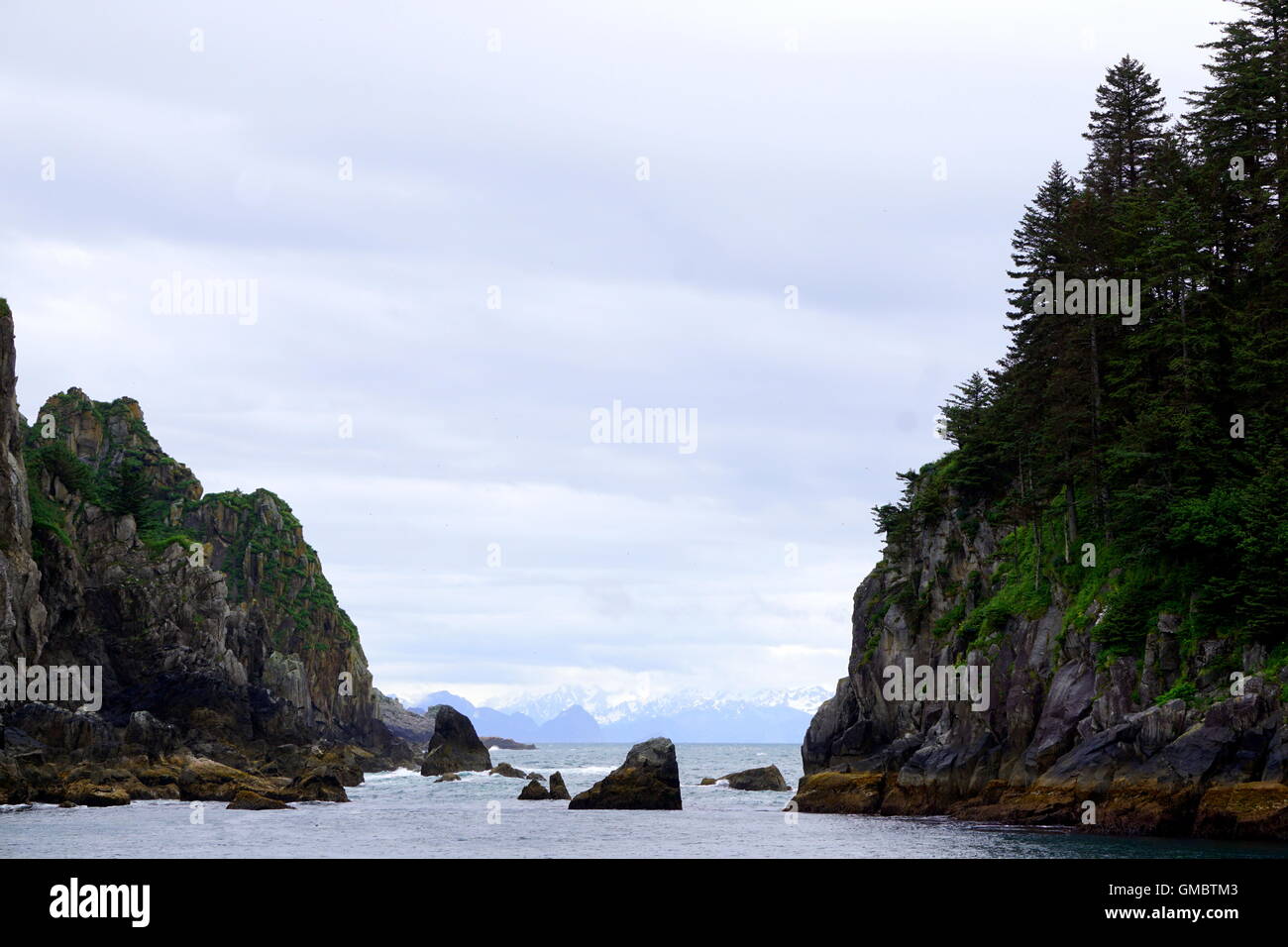 Rock formations in the middle of the ocean at the Kenai Fjords National ...