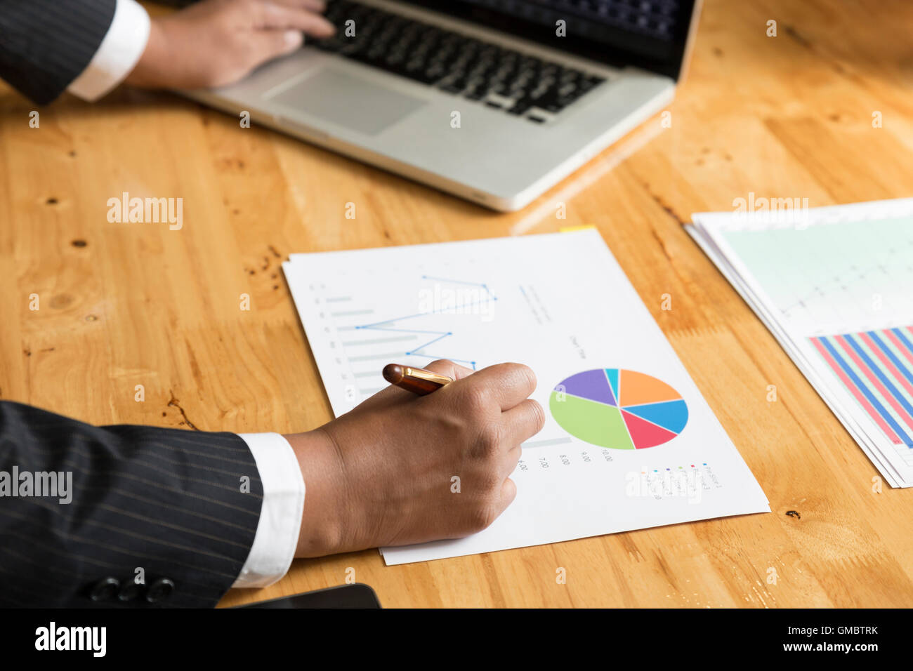 businessman working with chart diagram analysis paperwork document ...