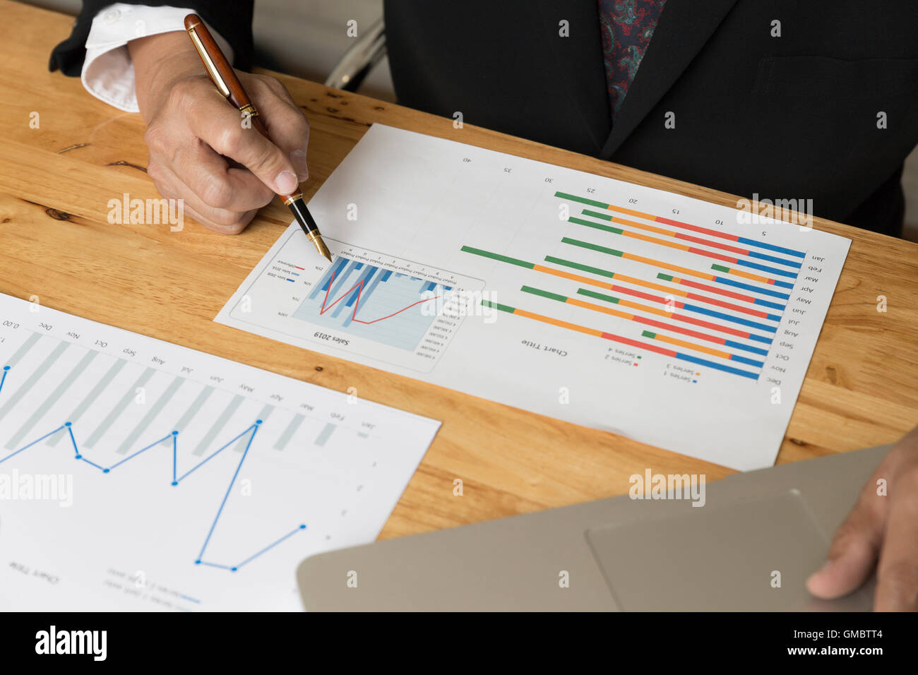 businessman working with chart diagram analysis paperwork document ...
