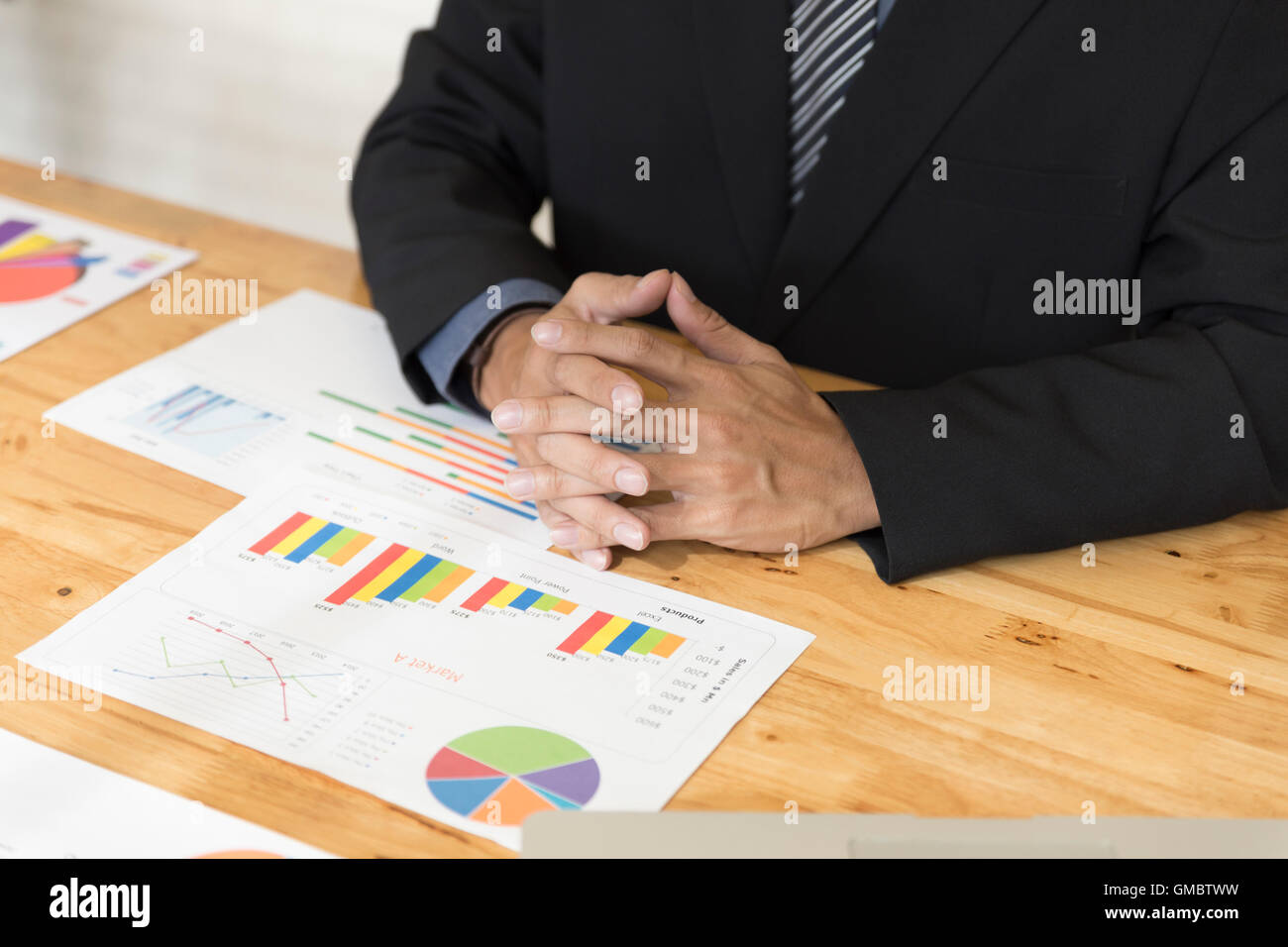 businessman working with chart diagram analysis paperwork document on ...