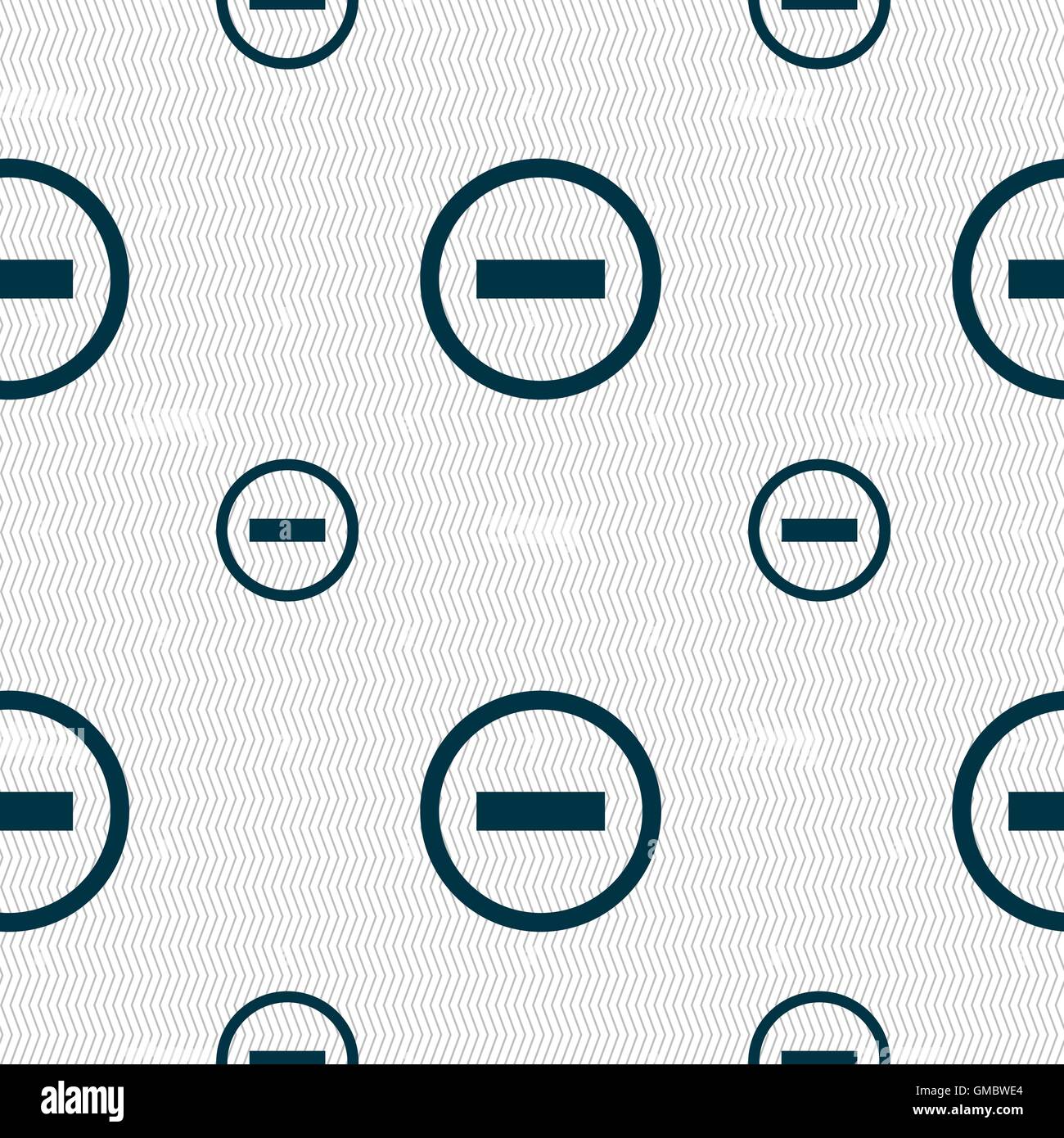 Minus sign icon. Negative symbol. Zoom out. Seamless pattern with ...