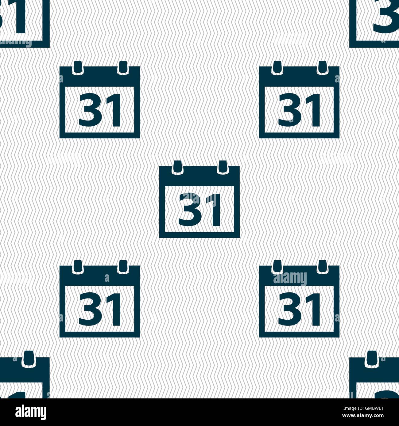 Calendar sign icon. 31 day month symbol. Date button. Seamless abstract ...
