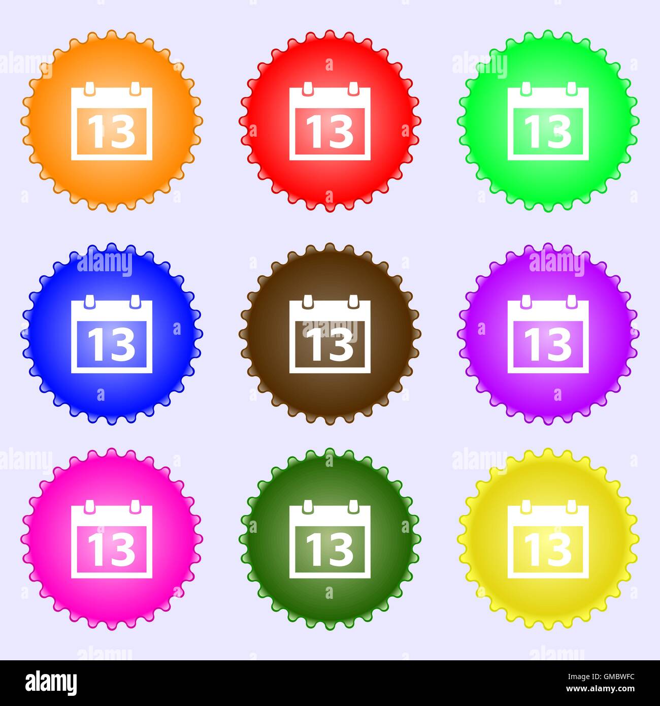 Calendar sign icon. days month symbol. Date button. A set of nine ...