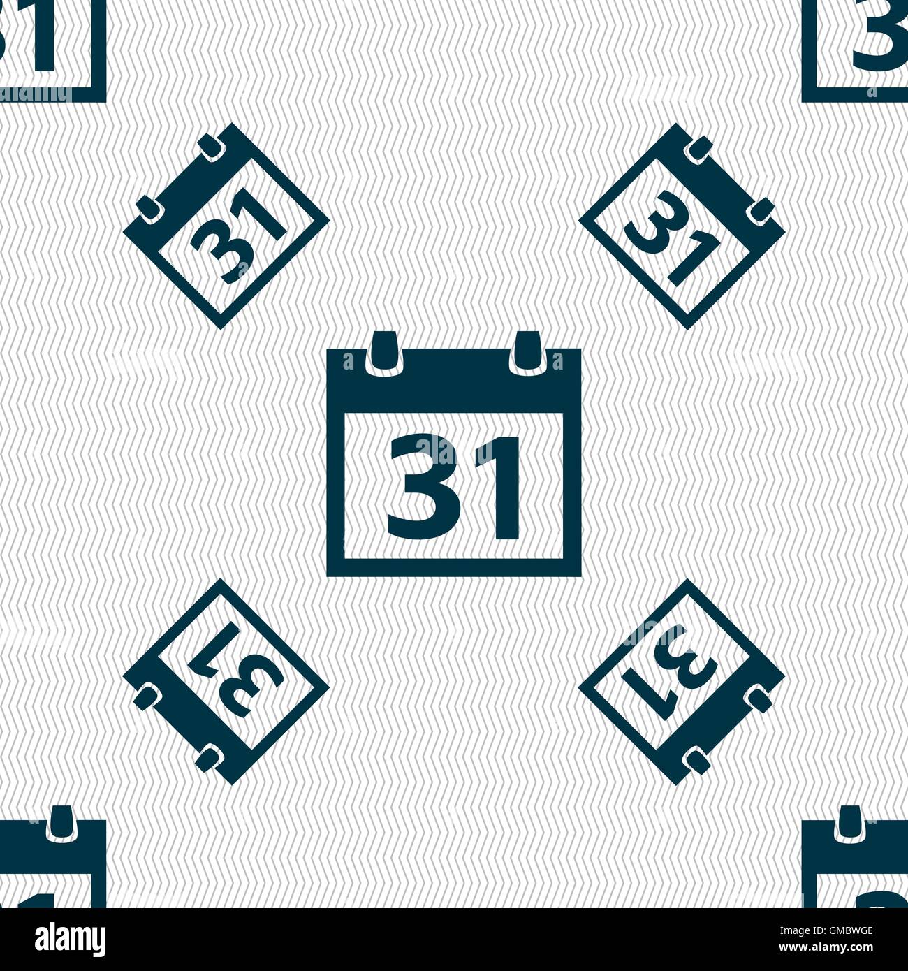 Calendar sign icon. 31 day month symbol. Date button. Seamless pattern ...