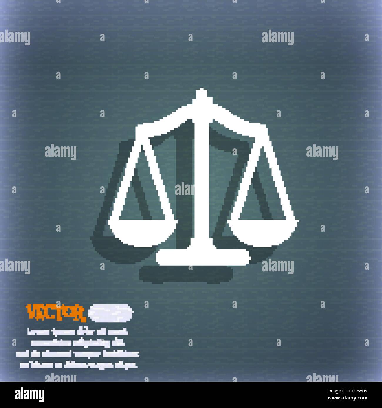 Scales balance. On the blue-green abstract background with shadow and ...