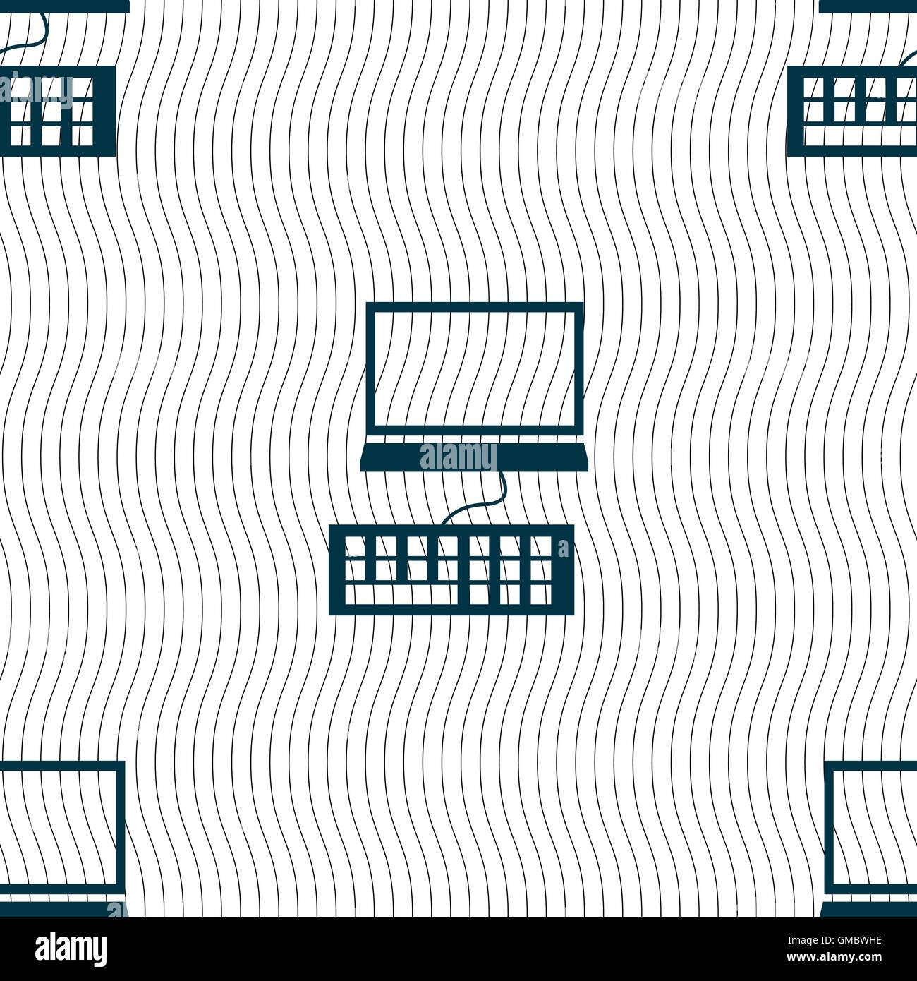 Computer monitor and keyboard Icon. Seamless pattern with geometric texture. Vector Stock Vector ...