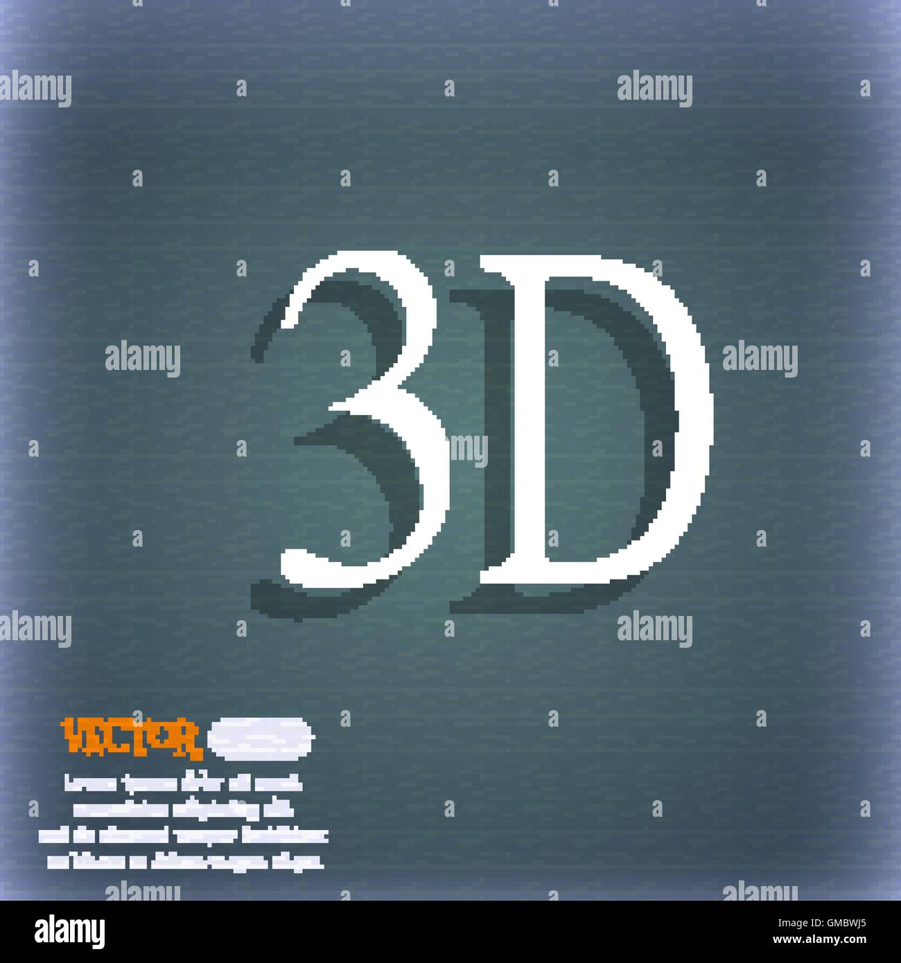 3D sign icon. 3D-New technology symbol. On the blue-green abstract ...