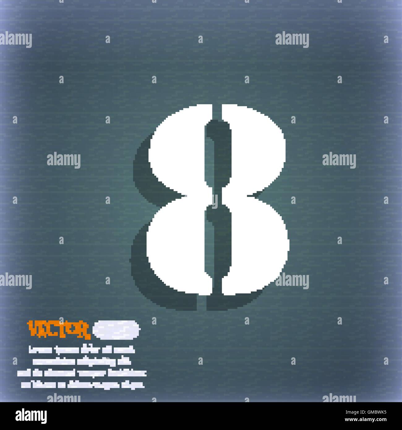 number Eight icon sign. On the blue-green abstract background with ...