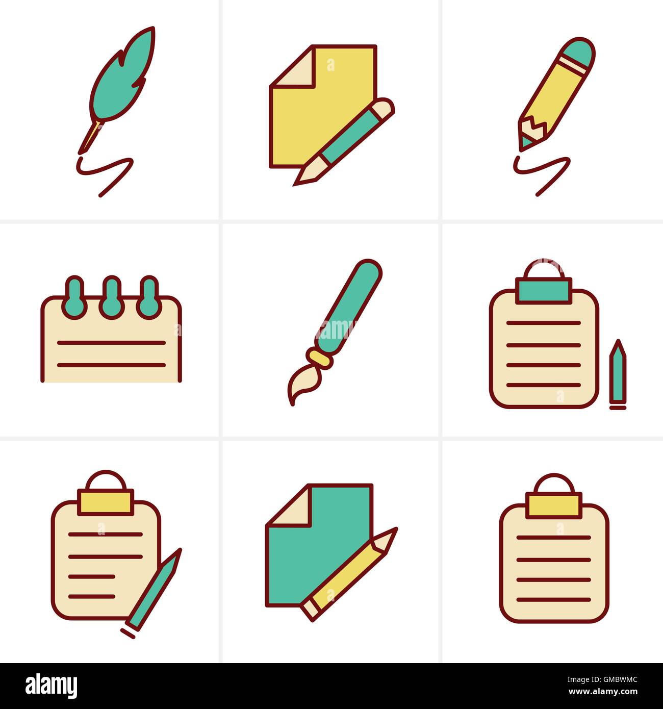 Icons Style Writing icons Stock Vector Image & Art - Alamy