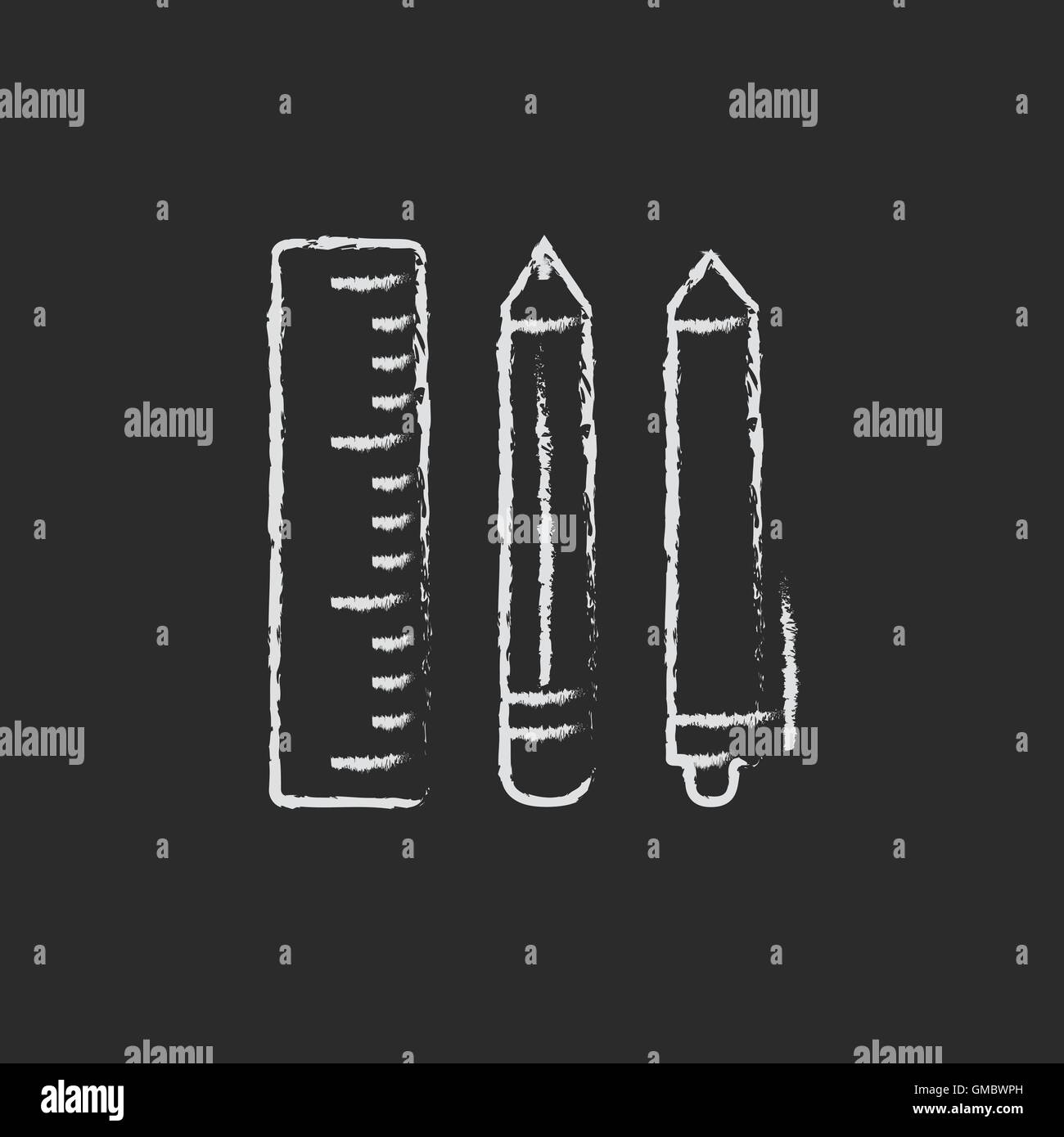 Hand drawn ruler in Black and White Stock Photos & Images - Alamy
