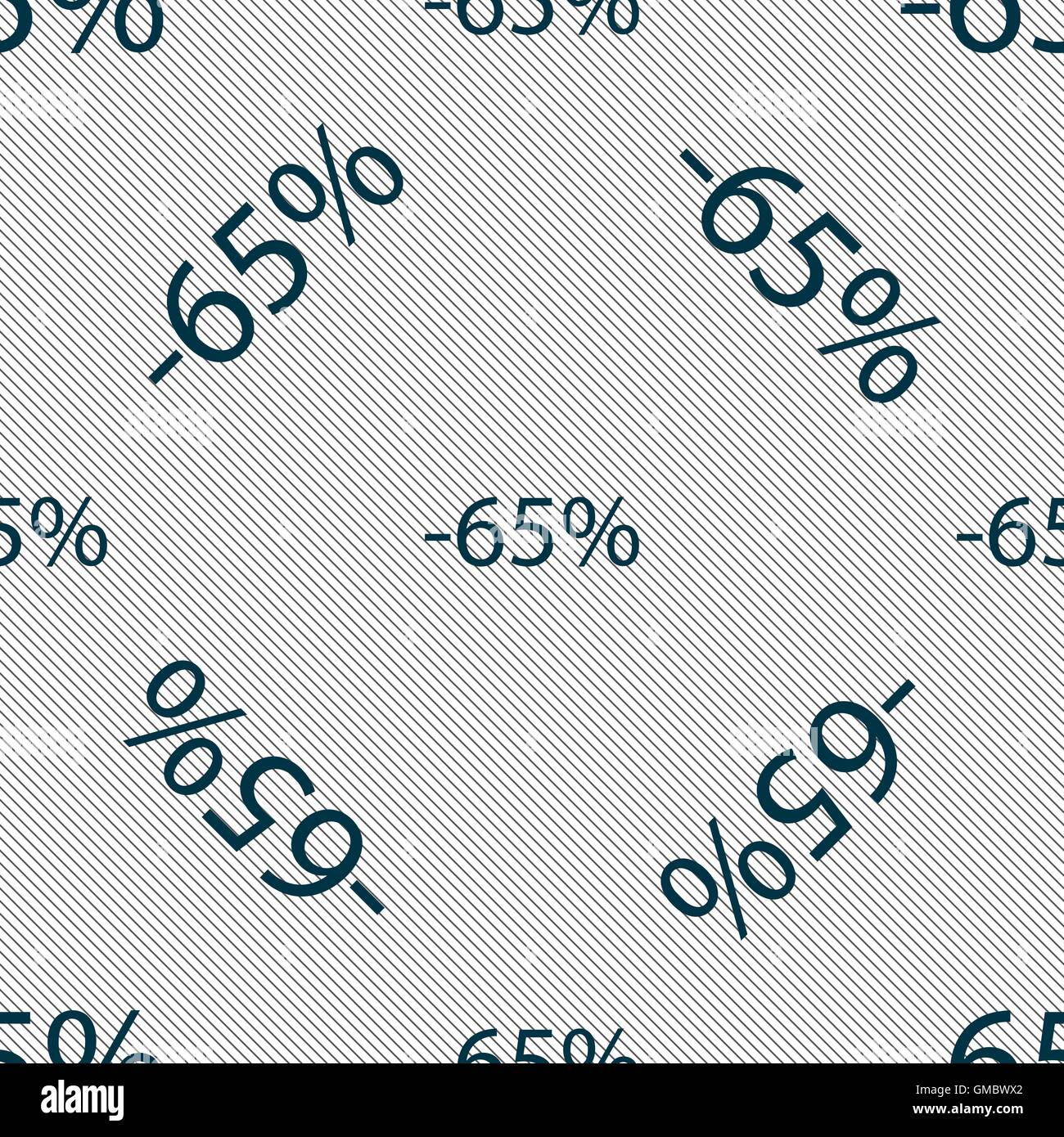 65 percent discount sign icon. Sale symbol. Special offer label ...