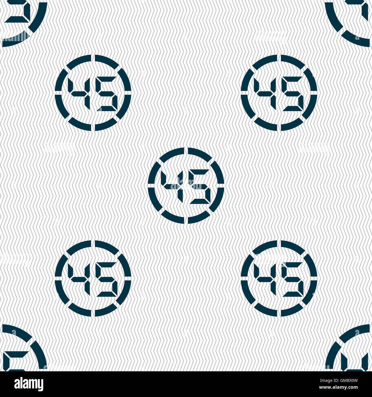 45 second stopwatch icon sign. Seamless abstract background with ...