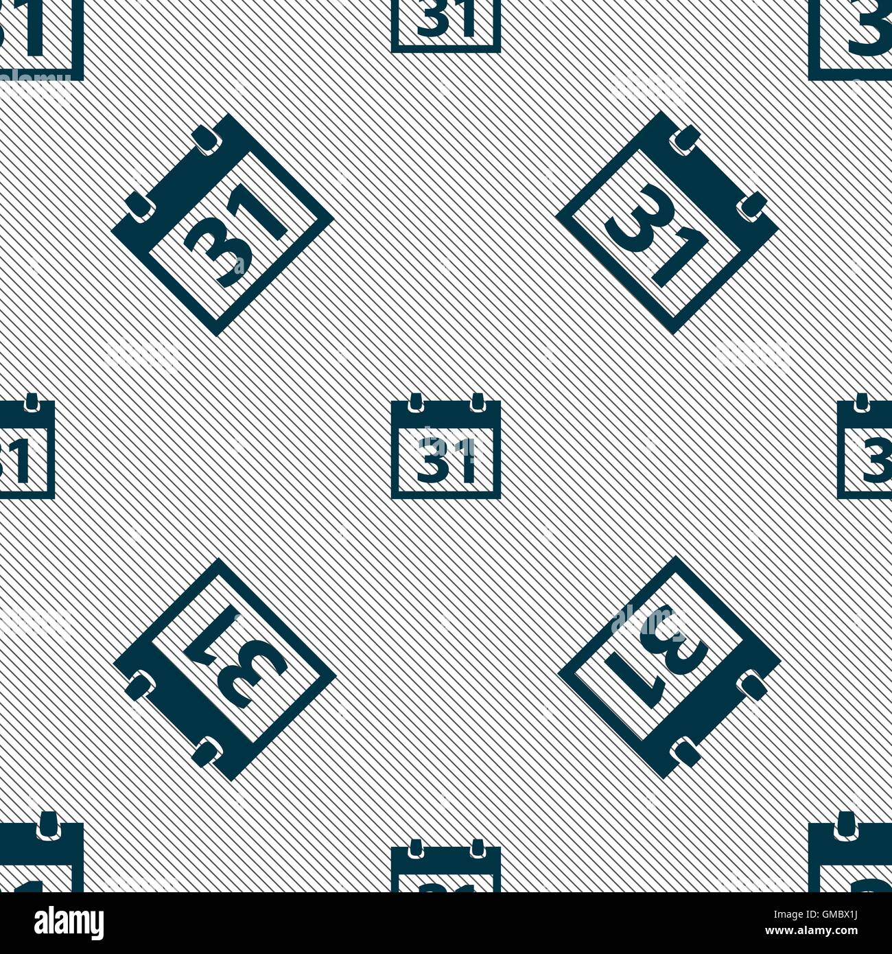 Calendar sign icon. 31 day month symbol. Date button. Seamless pattern ...
