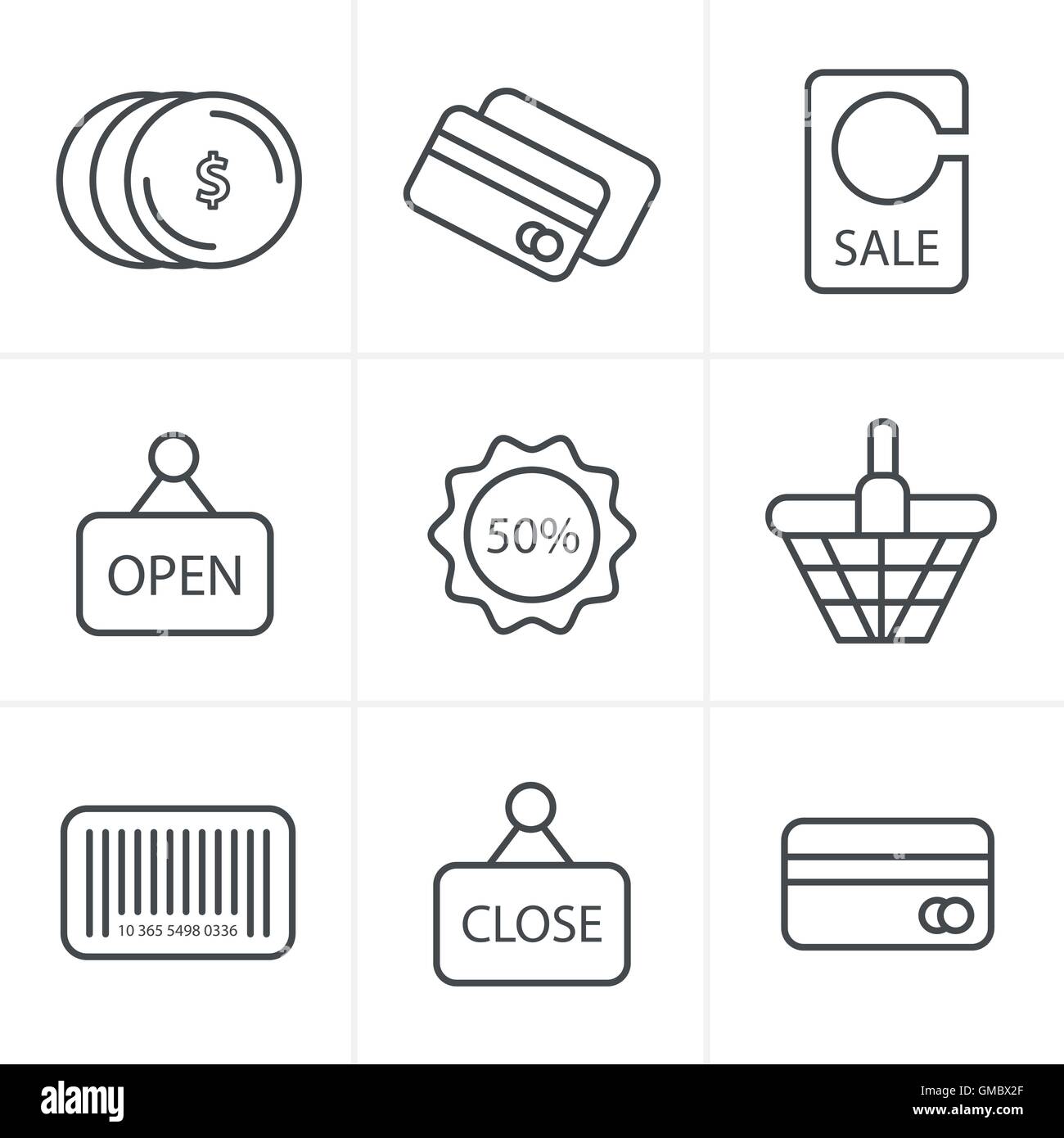 Line Icons Style Shopping Icon Set Stock Vector Image & Art - Alamy
