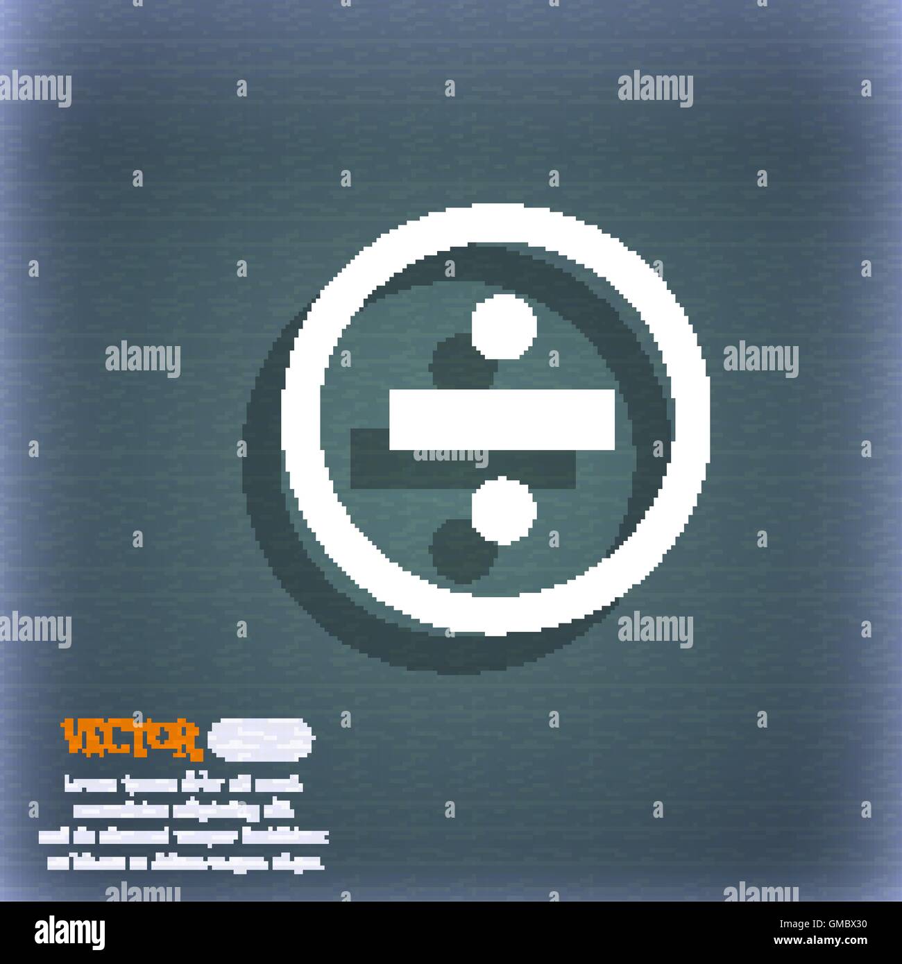 dividing icon sign. On the blue-green abstract background with shadow ...