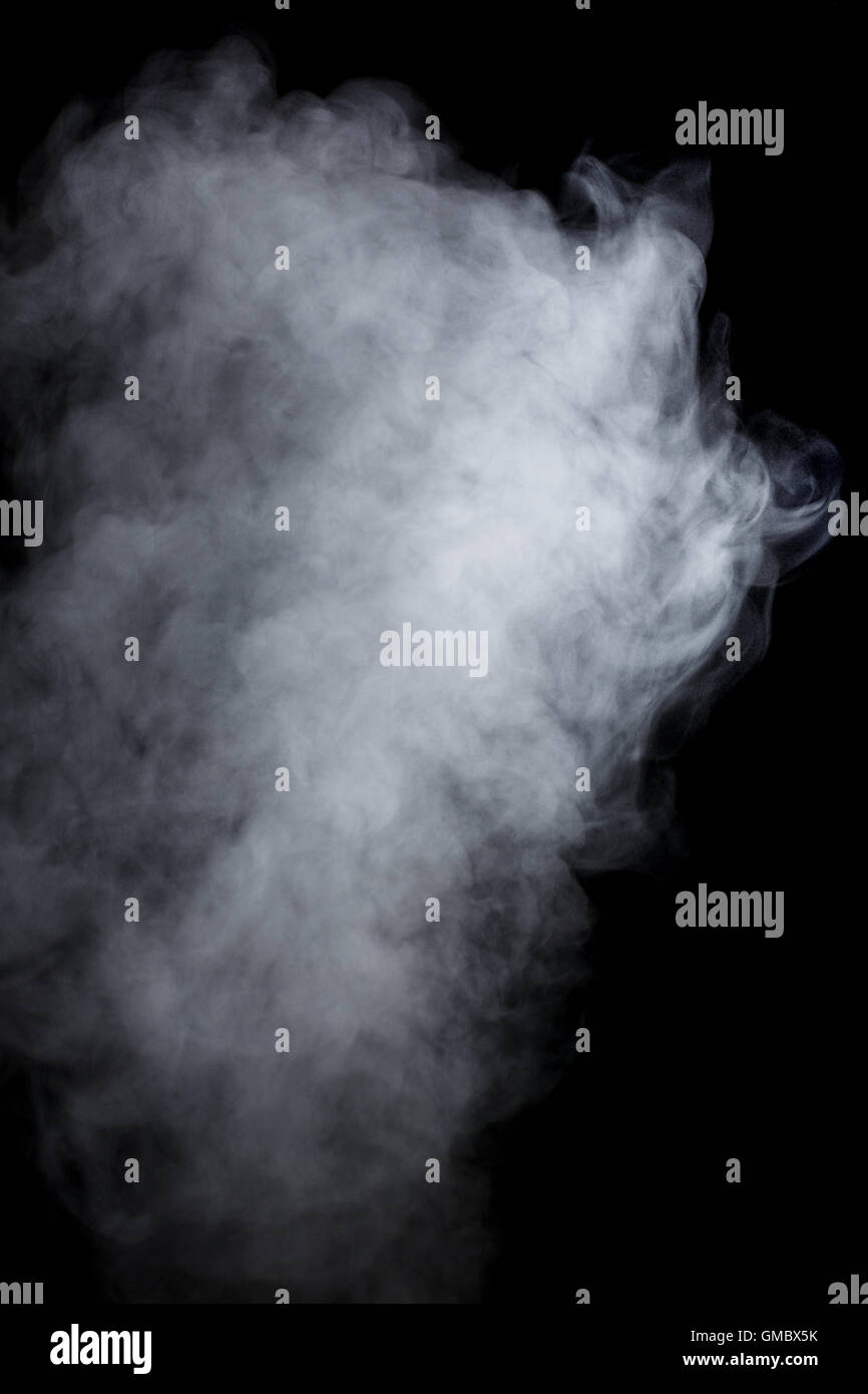 Abstract white water vapor on a black background. Texture. Design ...