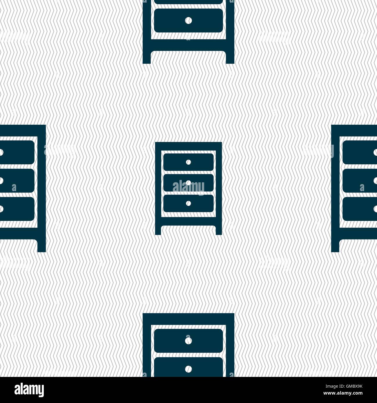 Nightstand icon sign. Seamless abstract background with geometric ...