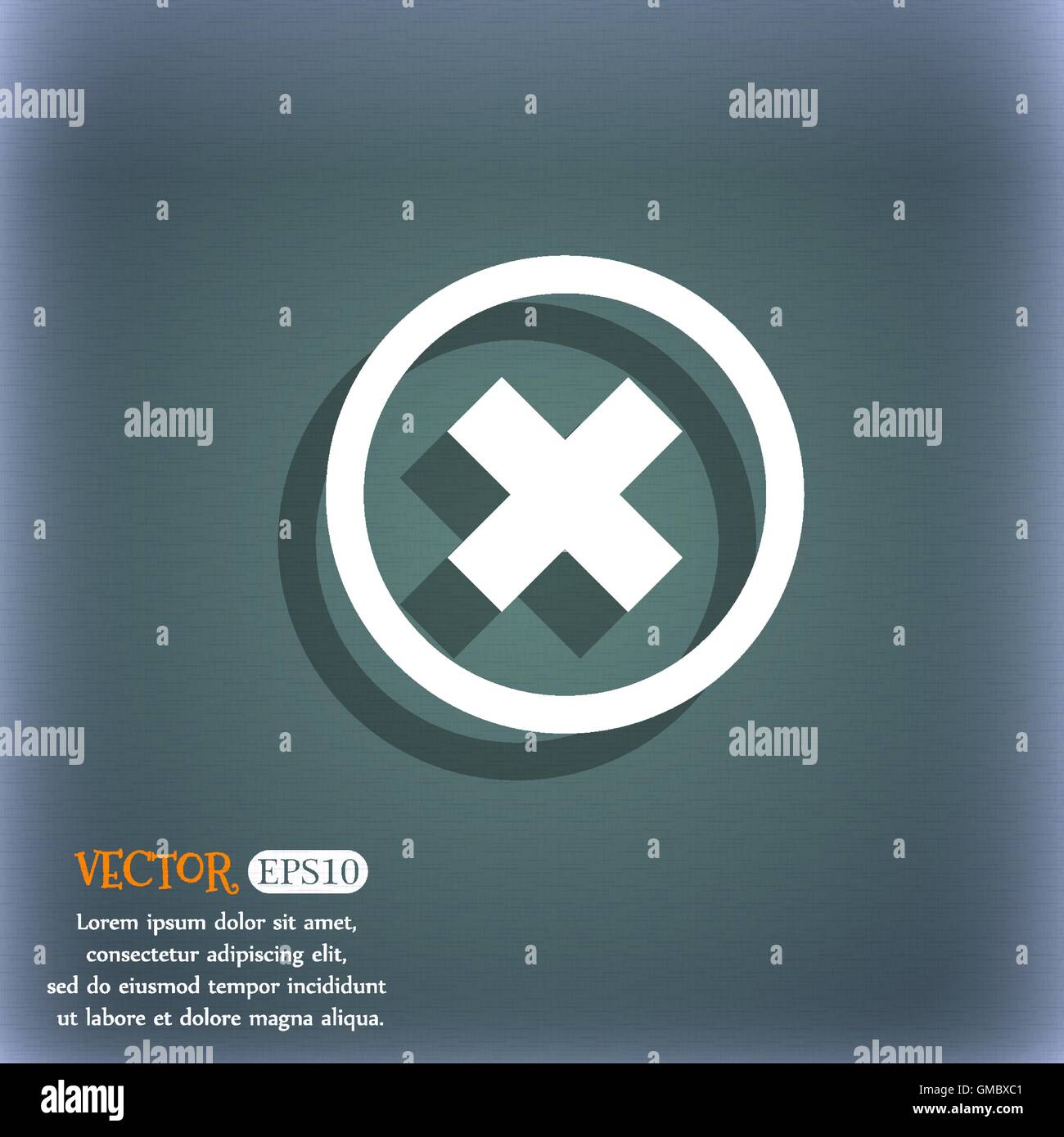 Cancel icon. no sign. On the blue-green abstract background with shadow ...