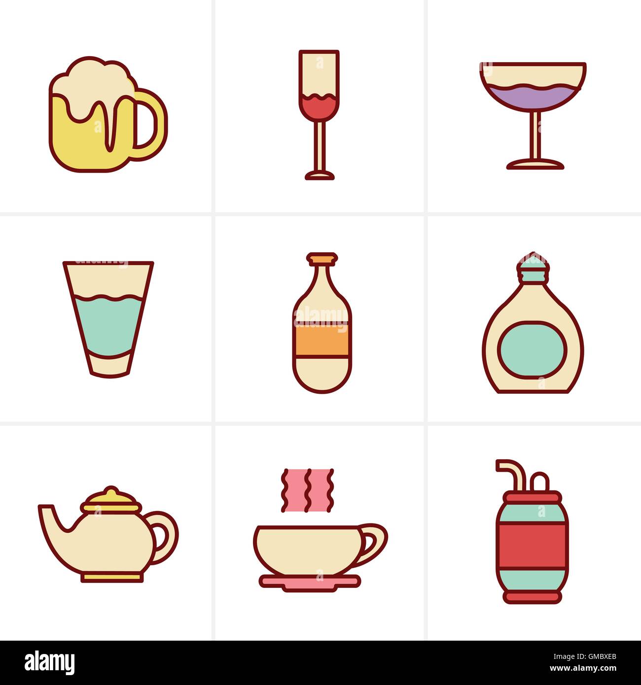 Icons Style Beverage icons Stock Vector Image & Art - Alamy