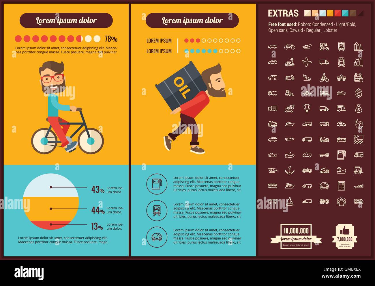 Transportation flat design Infographic Template Stock Vector Image ...