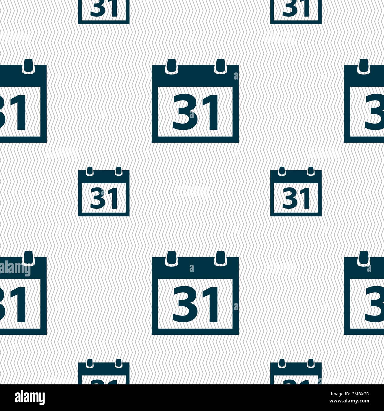 Calendar sign icon. 31 day month symbol. Date button. Seamless pattern ...