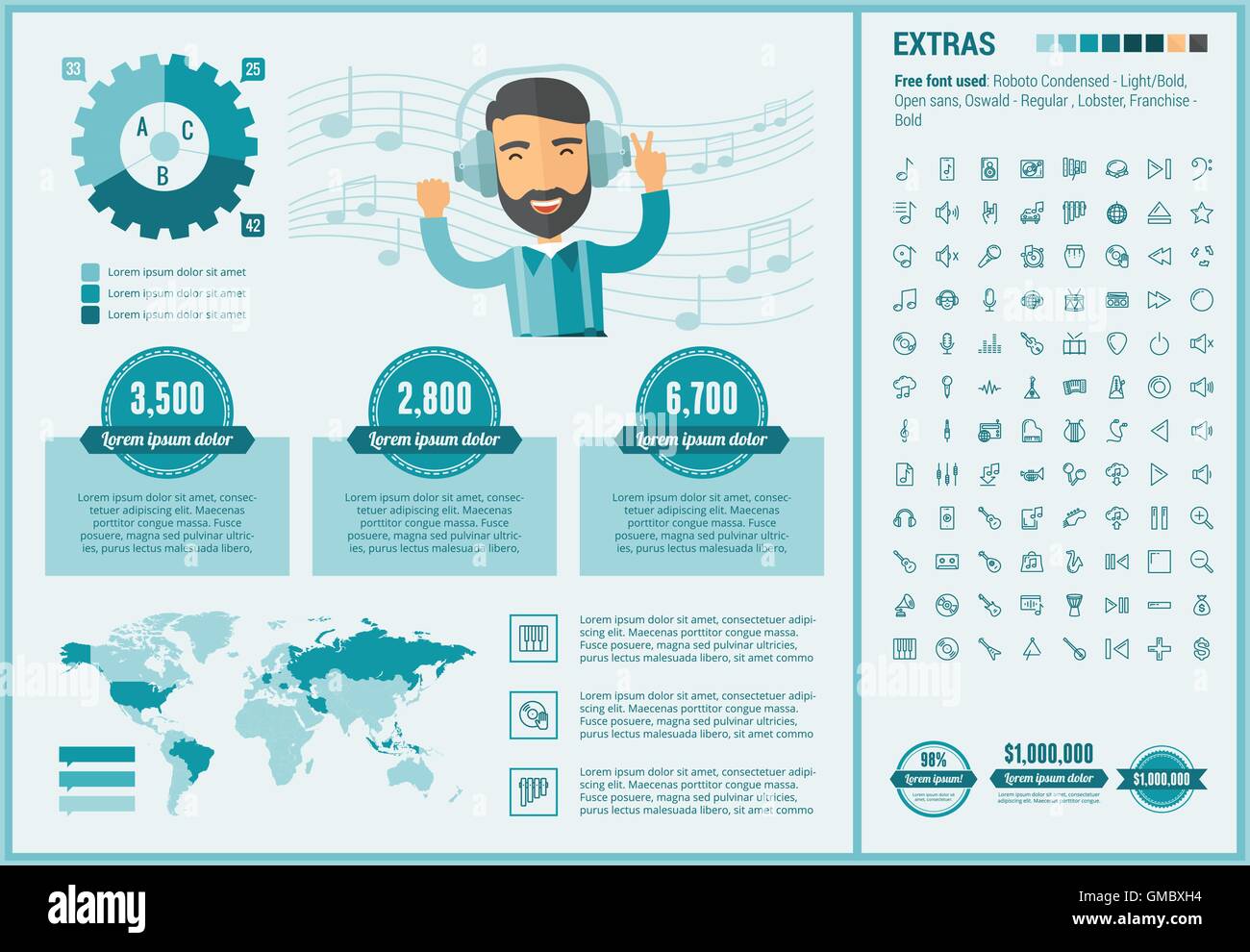 Music flat design Infographic Template Stock Vector Image & Art - Alamy