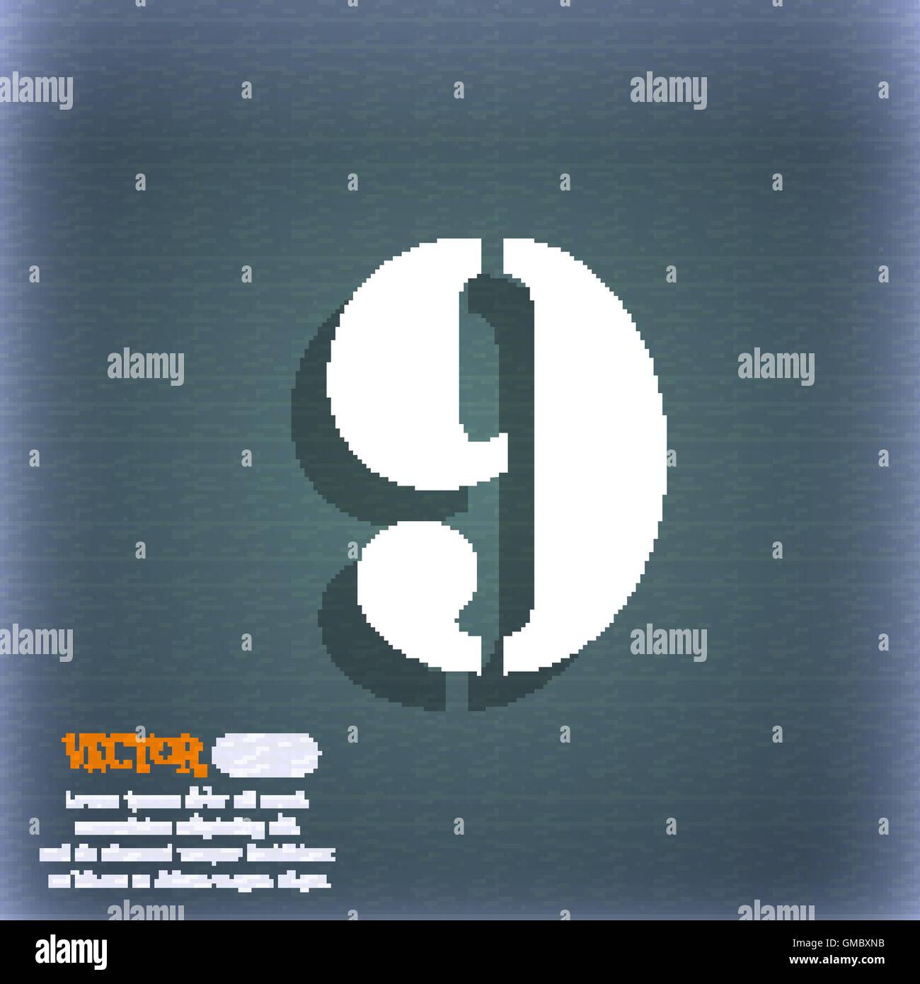 number Nine icon sign. On the blue-green abstract background with ...