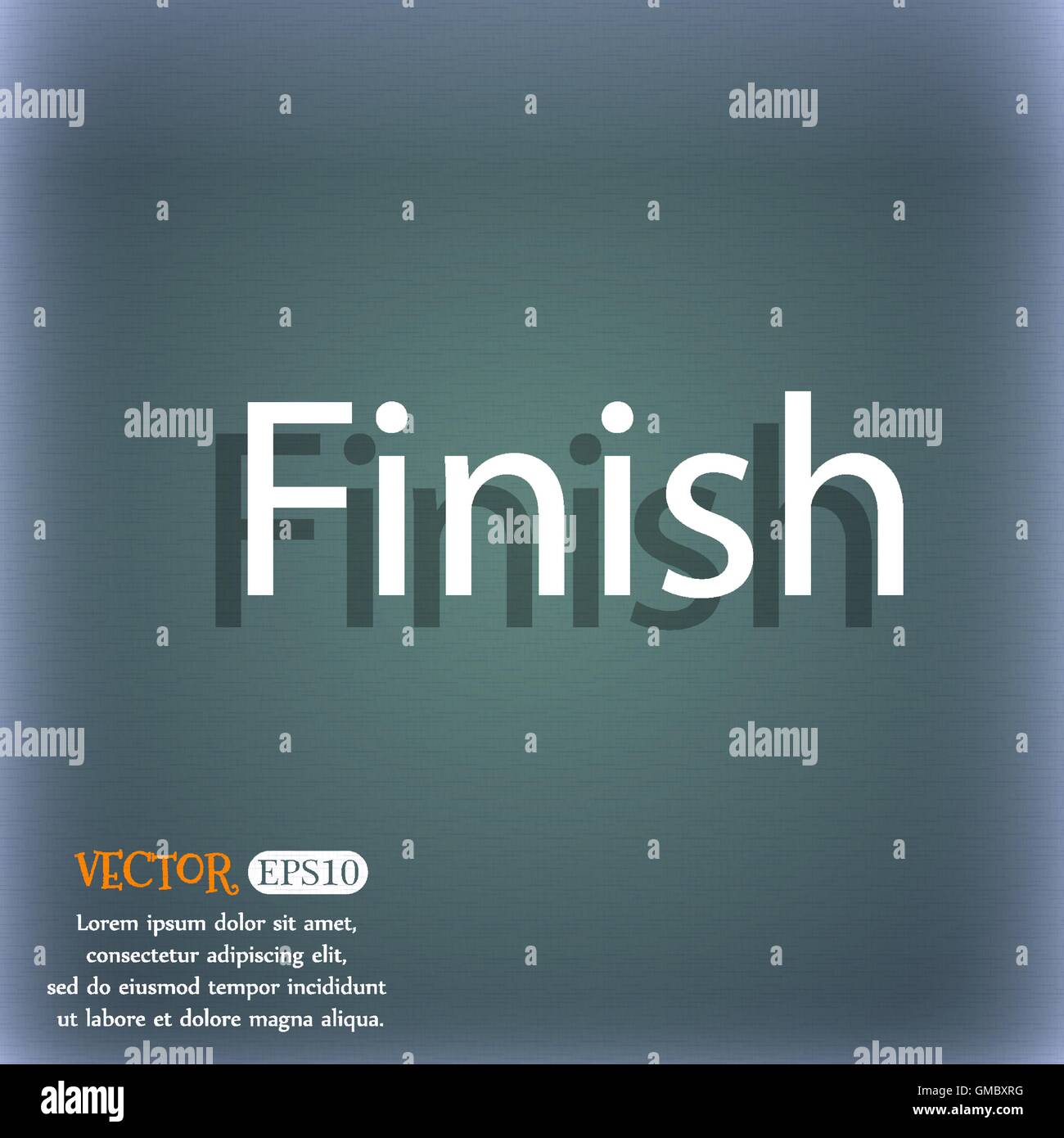 Finish sign icon. Power button. On the blue-green abstract background ...
