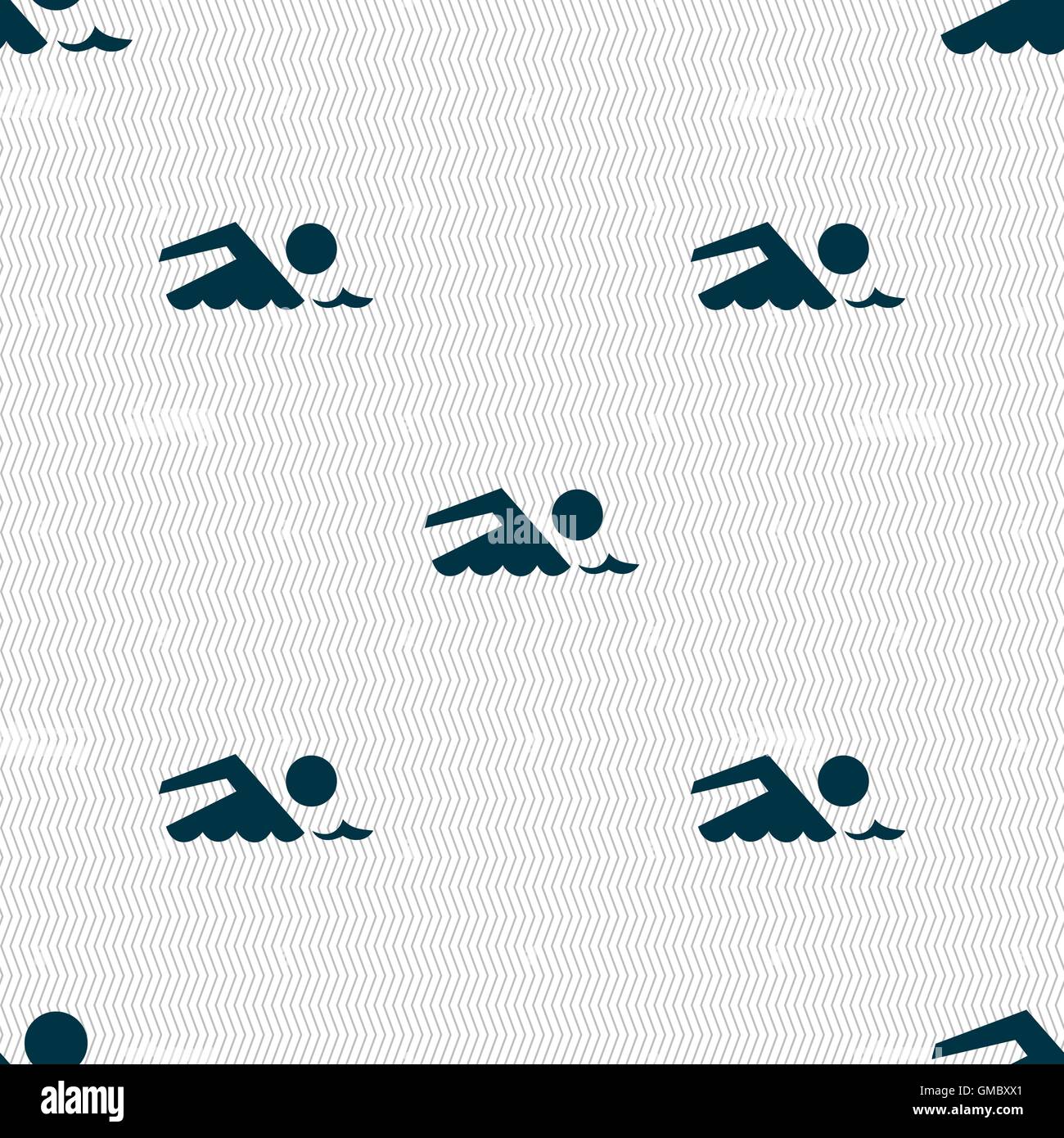 Swimming sign icon. Pool swim symbol. Sea wave. Seamless abstract ...