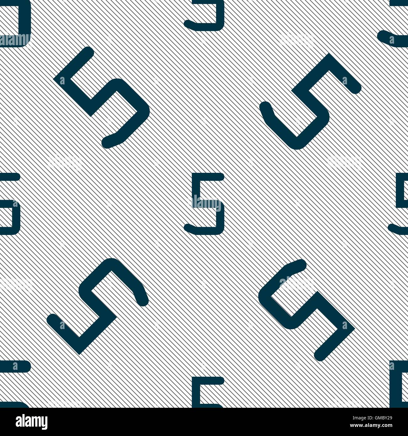 number five icon sign. Seamless pattern with geometric texture. Vector ...