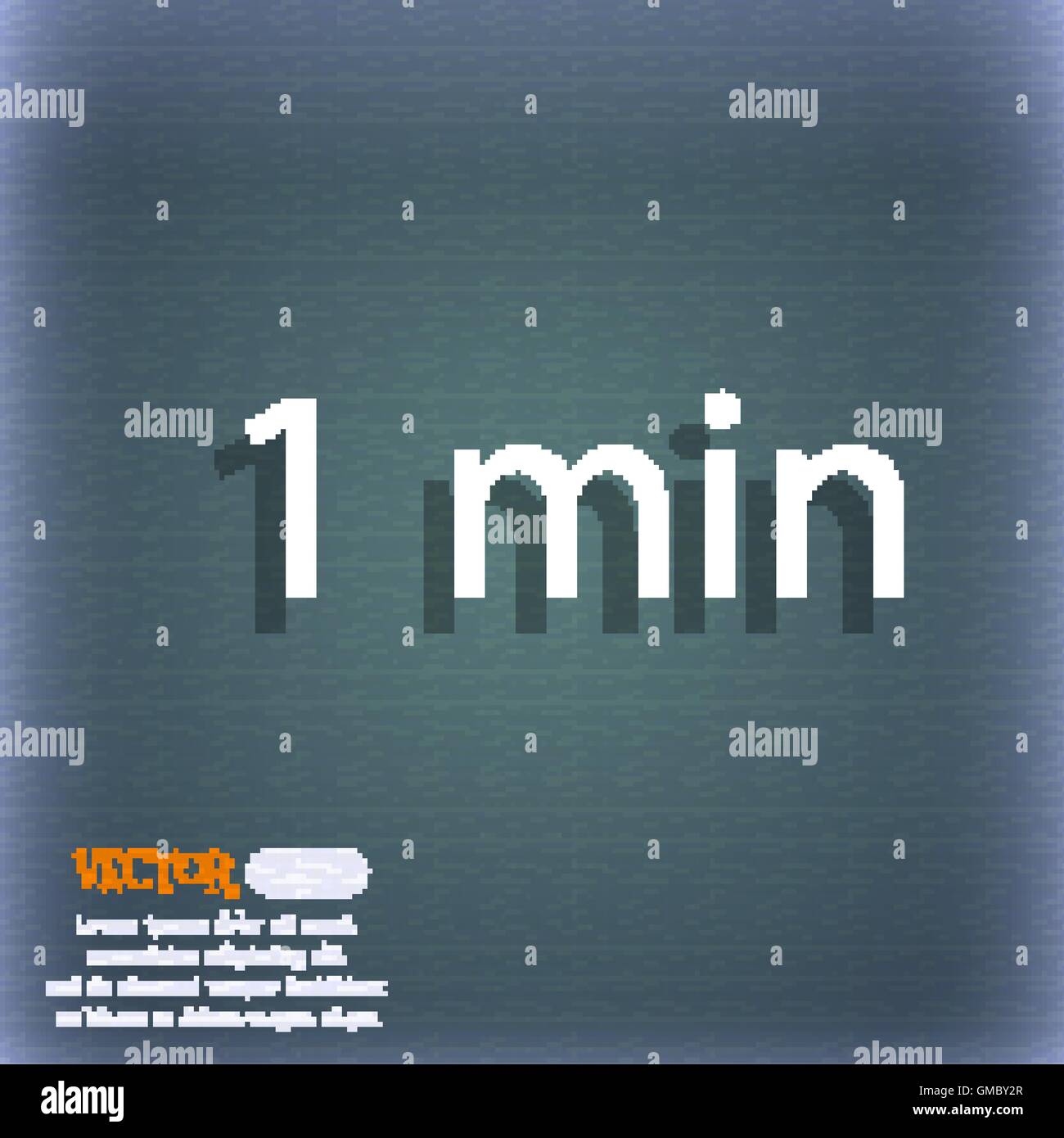One minutes sign icon. On the blue-green abstract background with ...