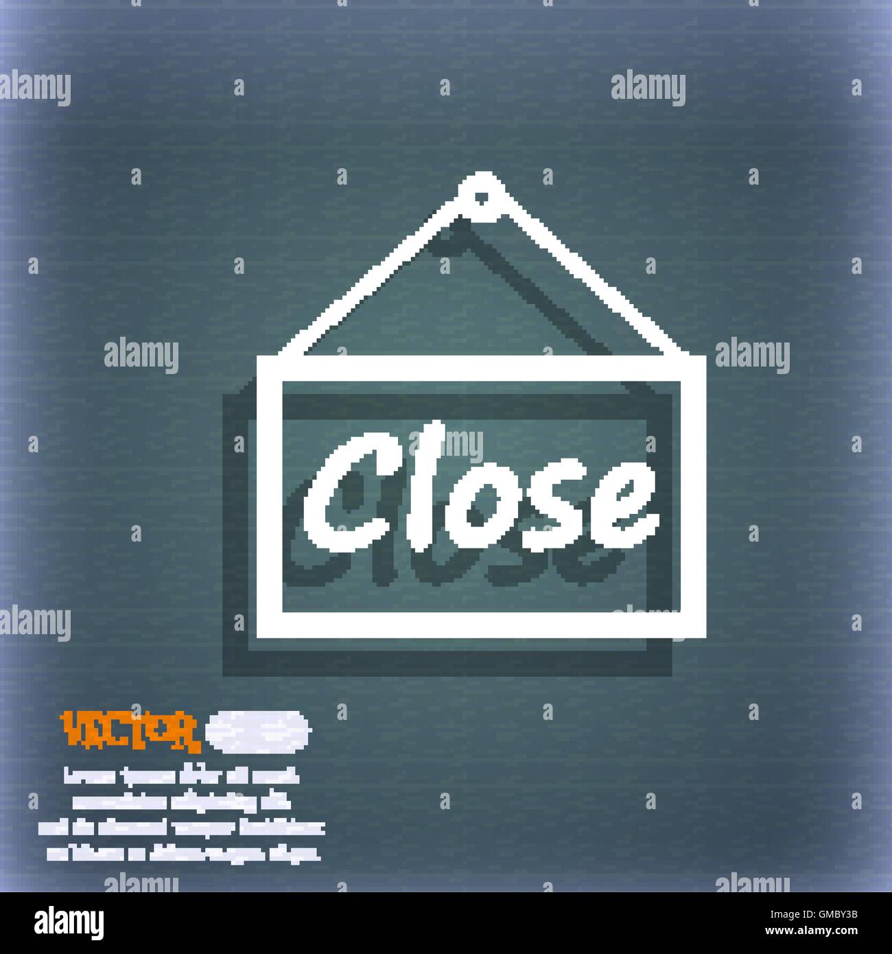 close icon sign. On the blue-green abstract background with shadow and ...