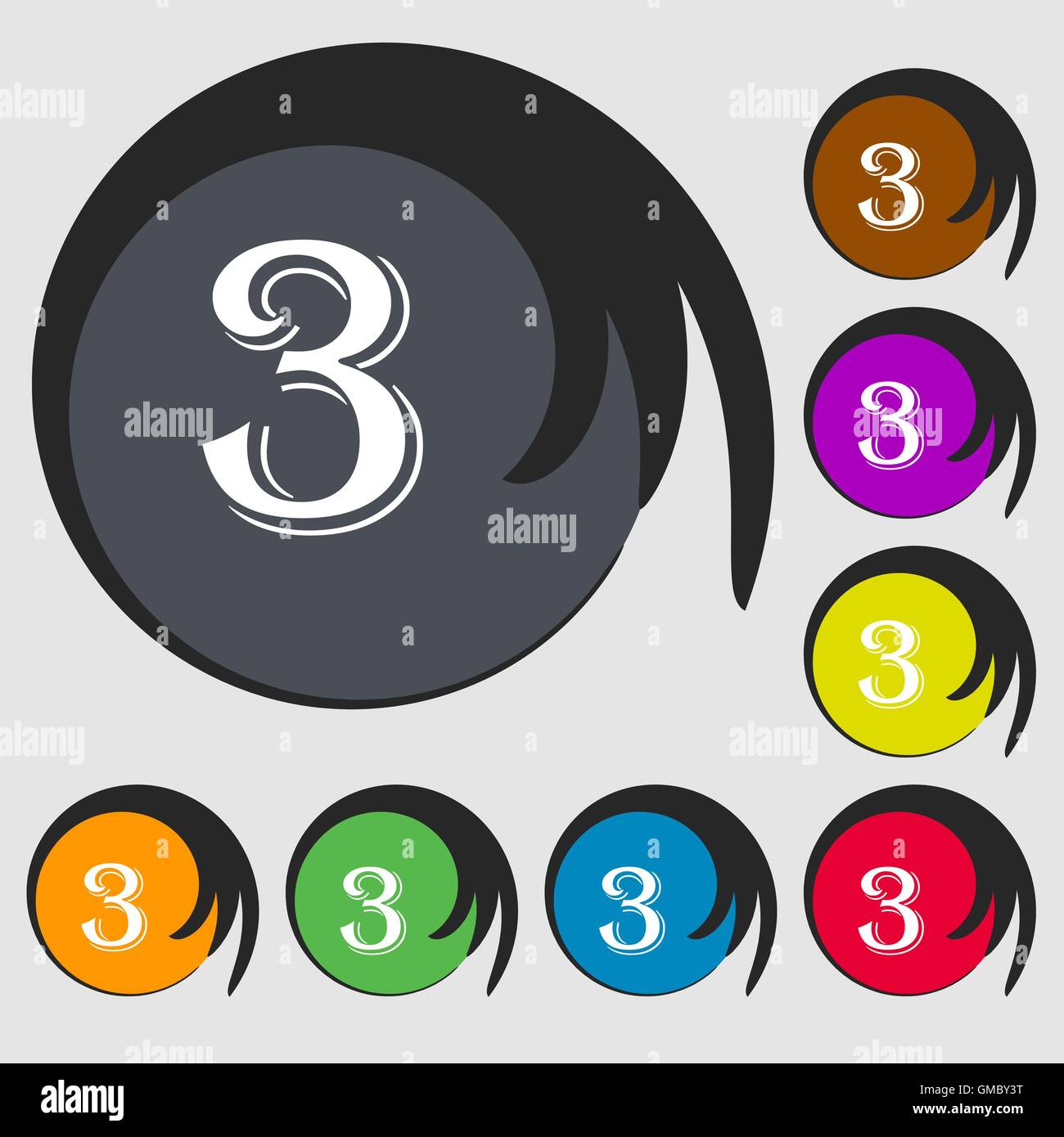 Third place award sign. Winner symbol. Step three. Symbols on eight ...