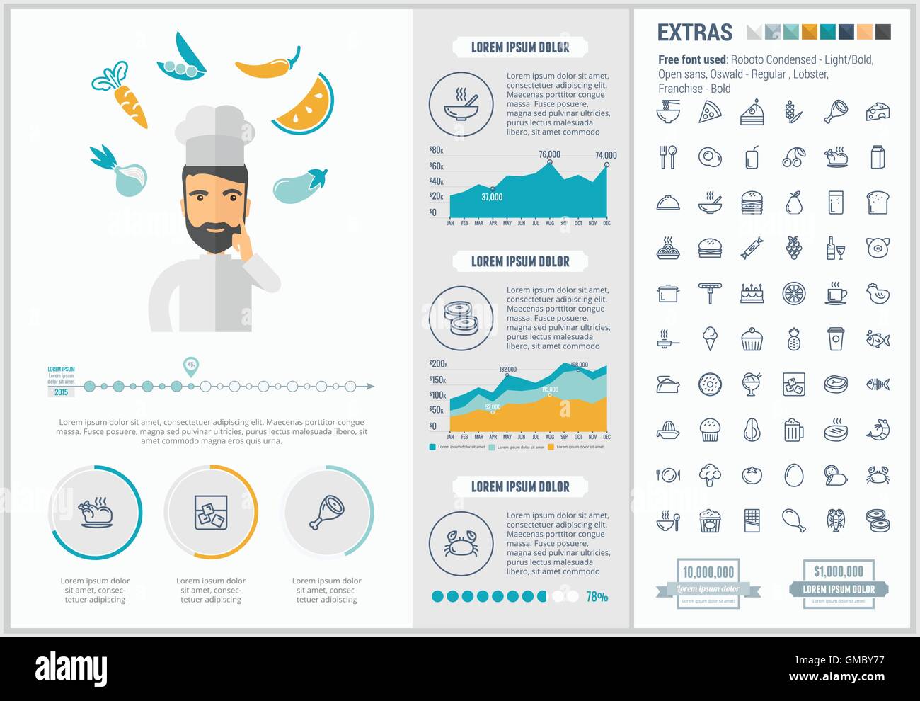Food flat design Infographic Template Stock Vector Image & Art - Alamy