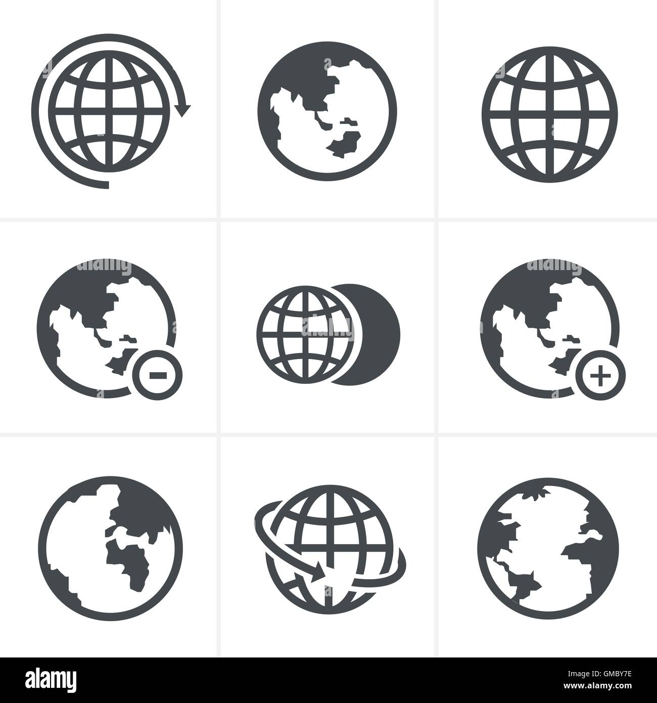 Set symbol planet map earth icon hi-res stock photography and images ...