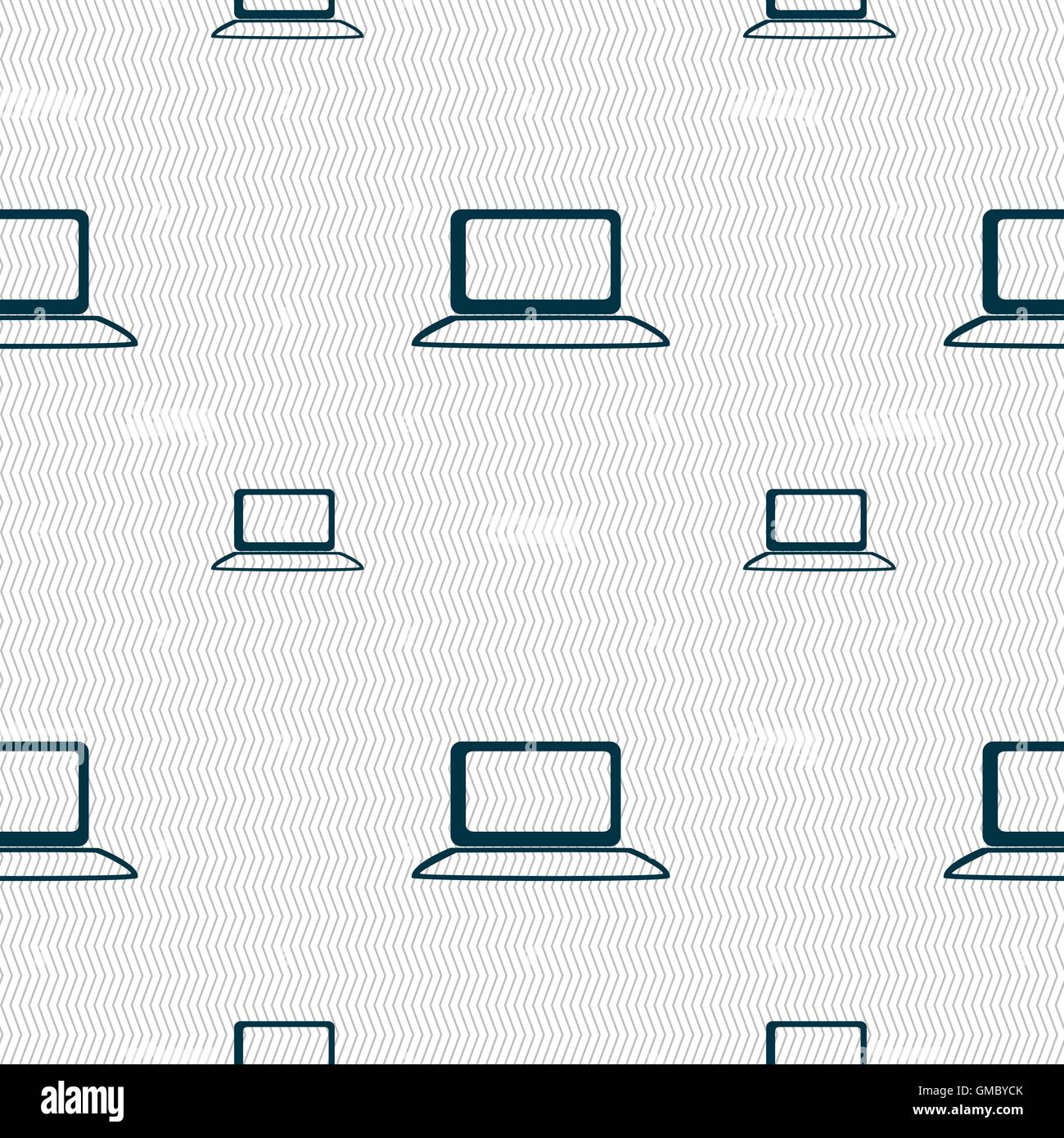 Laptop sign icon. Notebook pc with graph symbol. Monitoring. Seamless ...