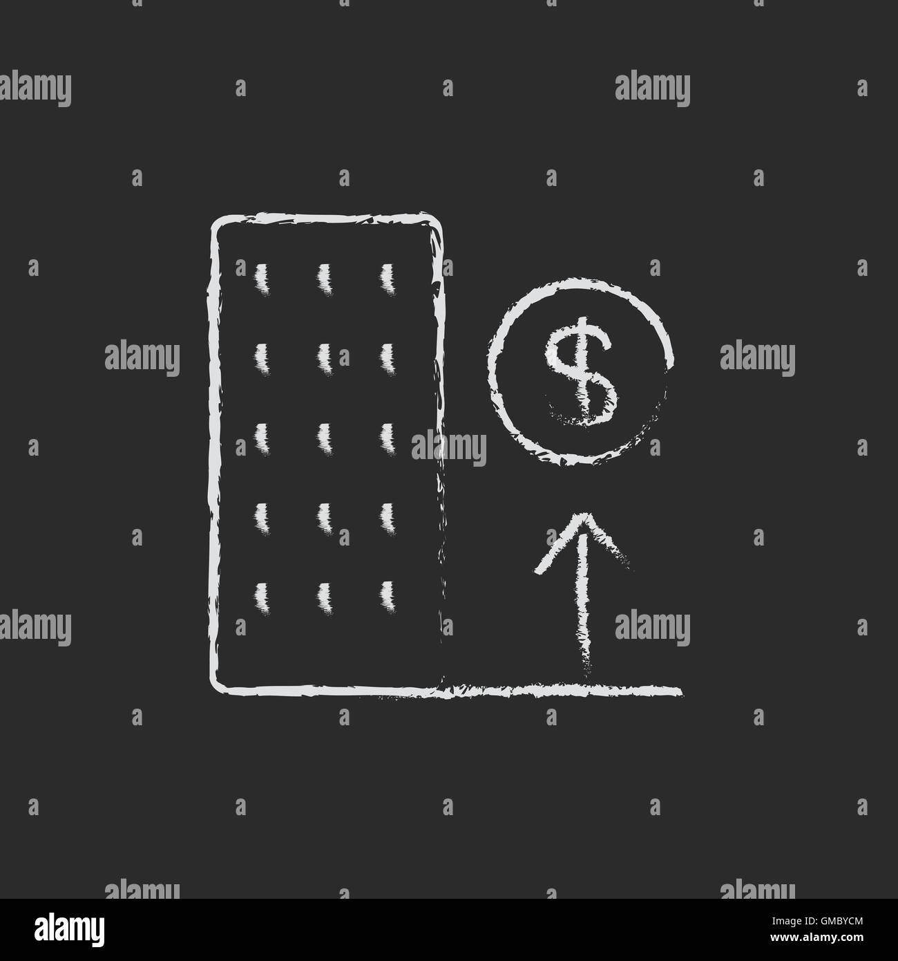 Growth of real estate market icon drawn in chalk Stock Vector Image ...