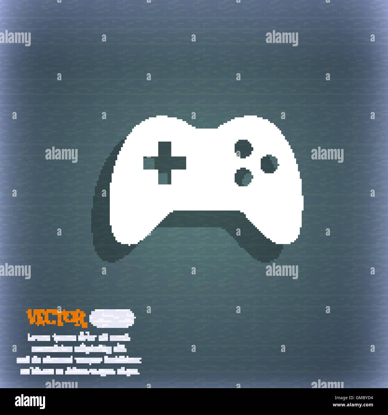 Joystick sign icon. Video game symbol. On the blue-green abstract ...